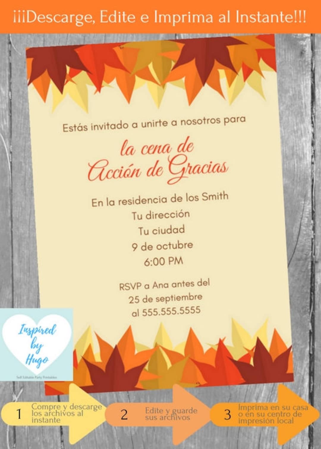 Invitación Cena De Acción De Gracias, Invitación Cena Thanksgiving ...