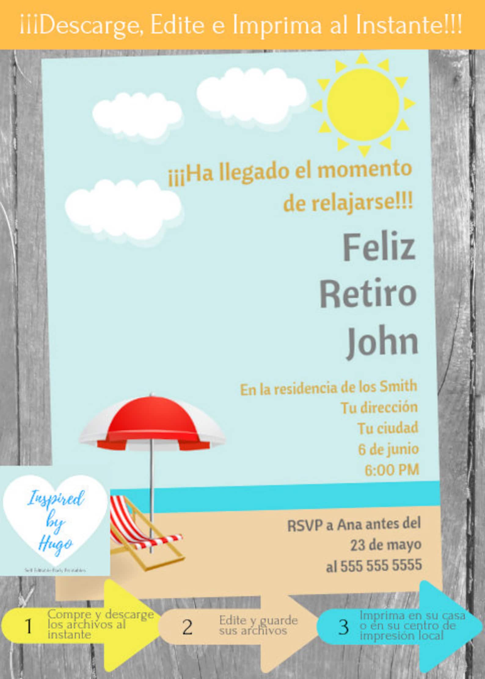 Invitación Fiesta De Jubilación, Invitación De Retiro, Fiesta Playa ...