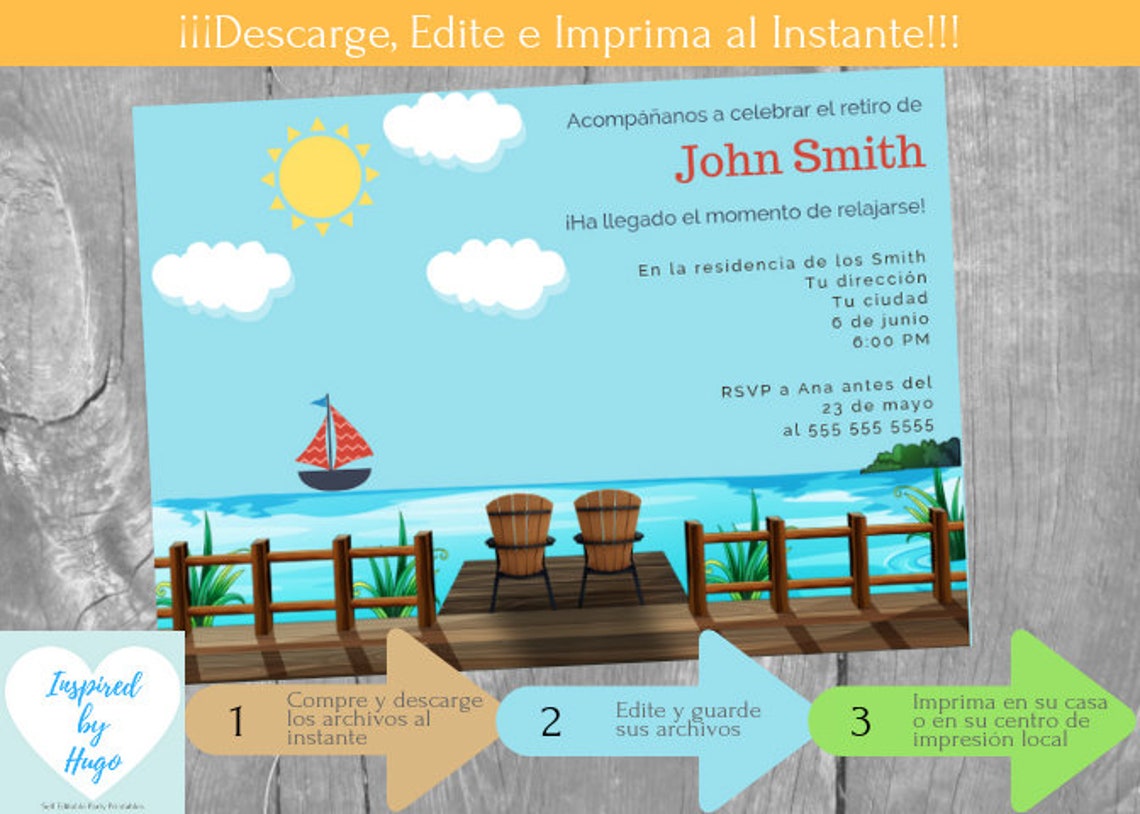Invitación Fiesta De Jubilación, Invitación De Retiro, Fiesta Lago ...