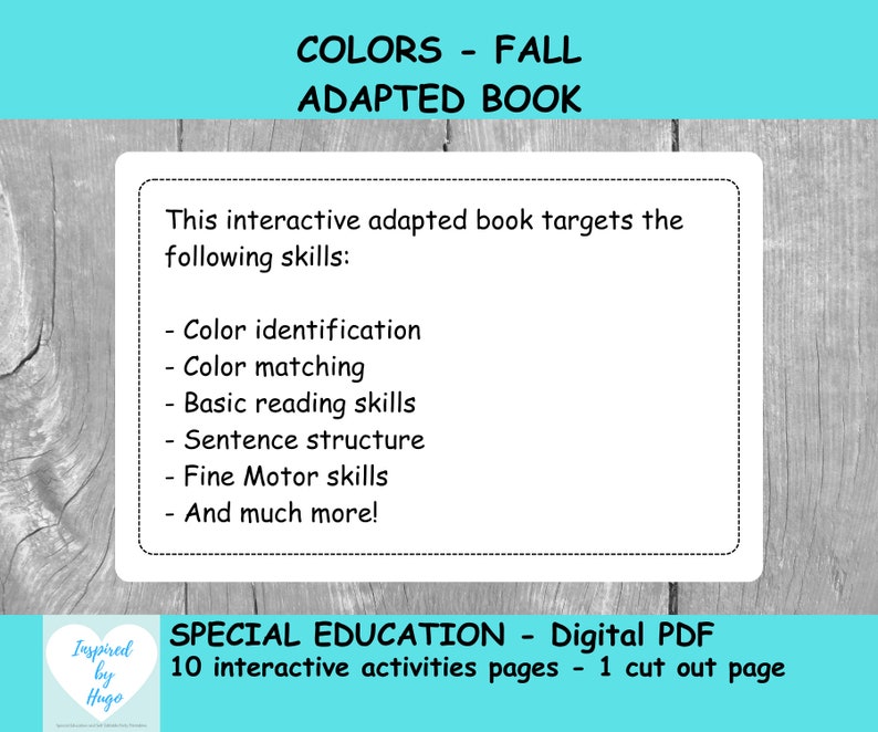 Fall Colors Adapted Book, Printable Adapted Book, Autism Resource ASD ...