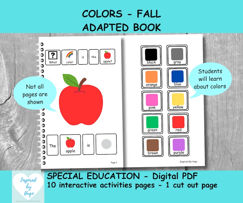 Fall Colors Adapted Book, Printable Adapted Book, Autism Resource ASD ...
