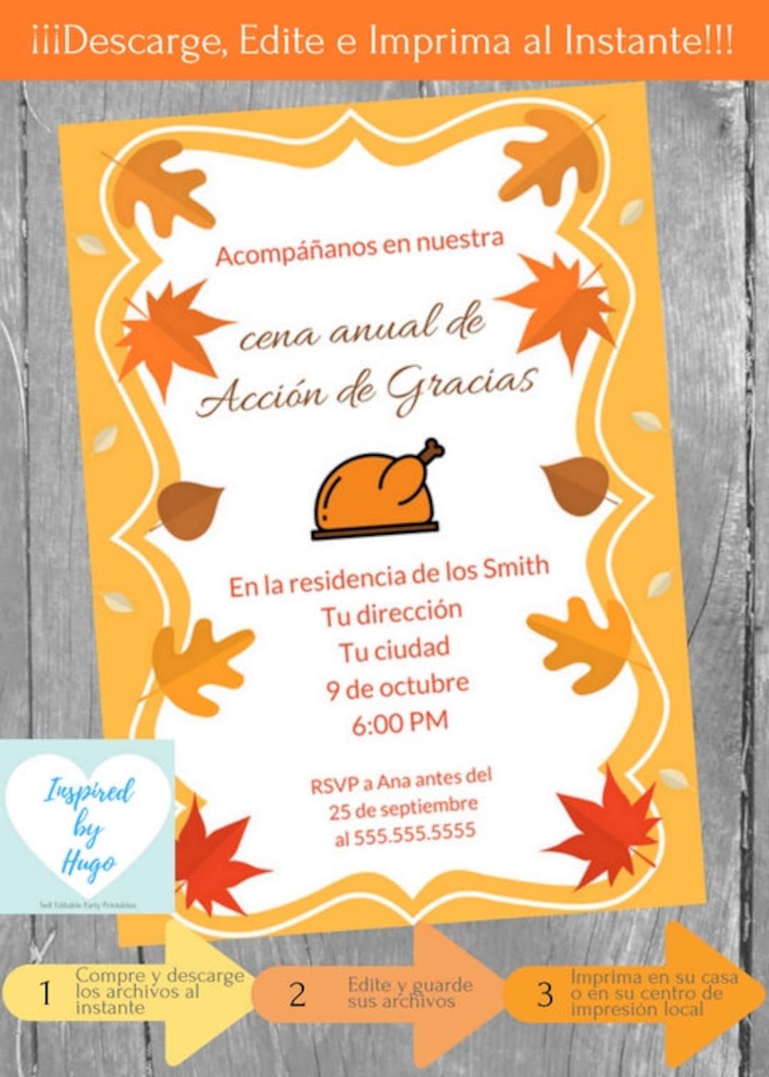 Invitación Cena De Acción De Gracias Invitación Cena - Etsy