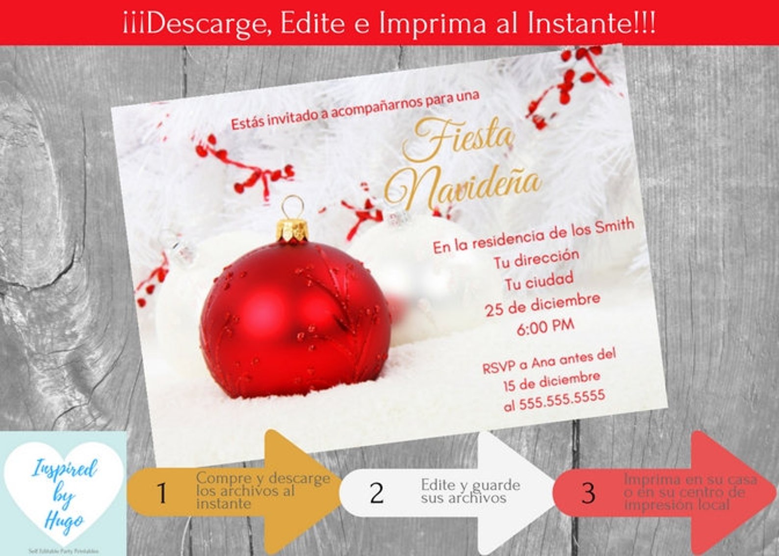 Invitación Fiesta Navideña Invitación Fiesta Familiar - Etsy México