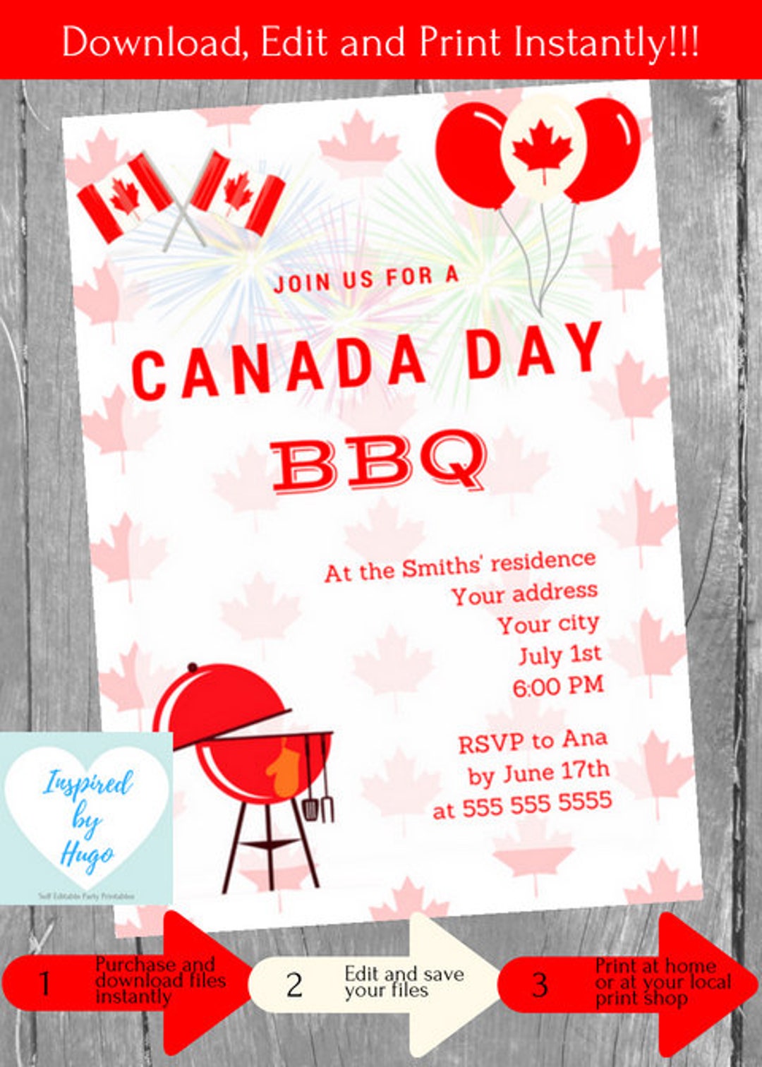 Canada Day Invitation, Canada Day BBQ Invitation, Oh Canada Day ...
