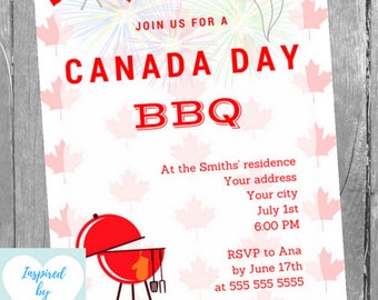 Canada Day Invitation, Canada Day Pool Party Invitation, Oh Canada Day ...