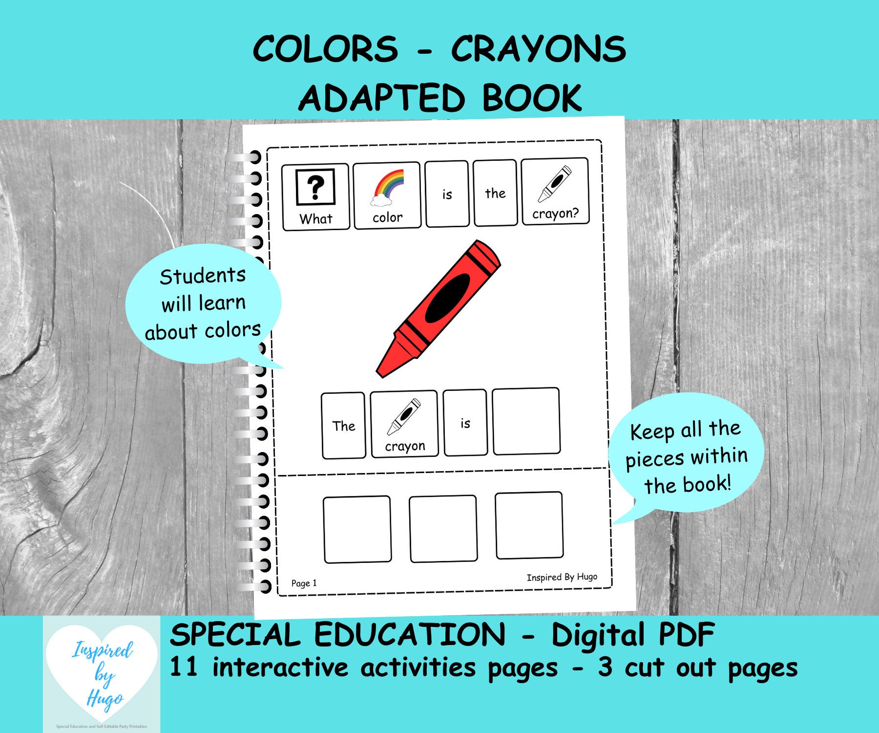 Colors Adapted Book, Printable Adapted Book, Autism Resource ASD ...