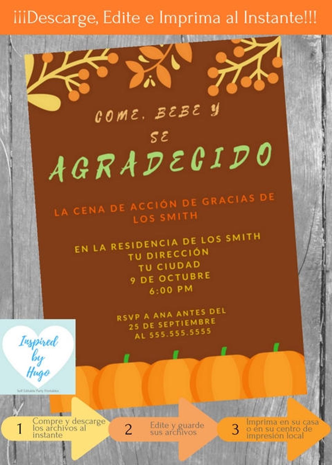 Invitación Cena De Acción De Gracias, Invitación Cena Thanksgiving ...