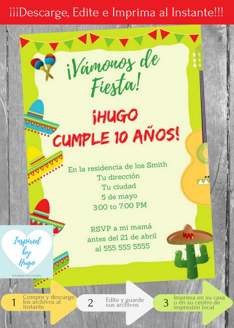 Invitación Fiesta Invitación Fiesta De Cumpleaños Fiesta Mexicana