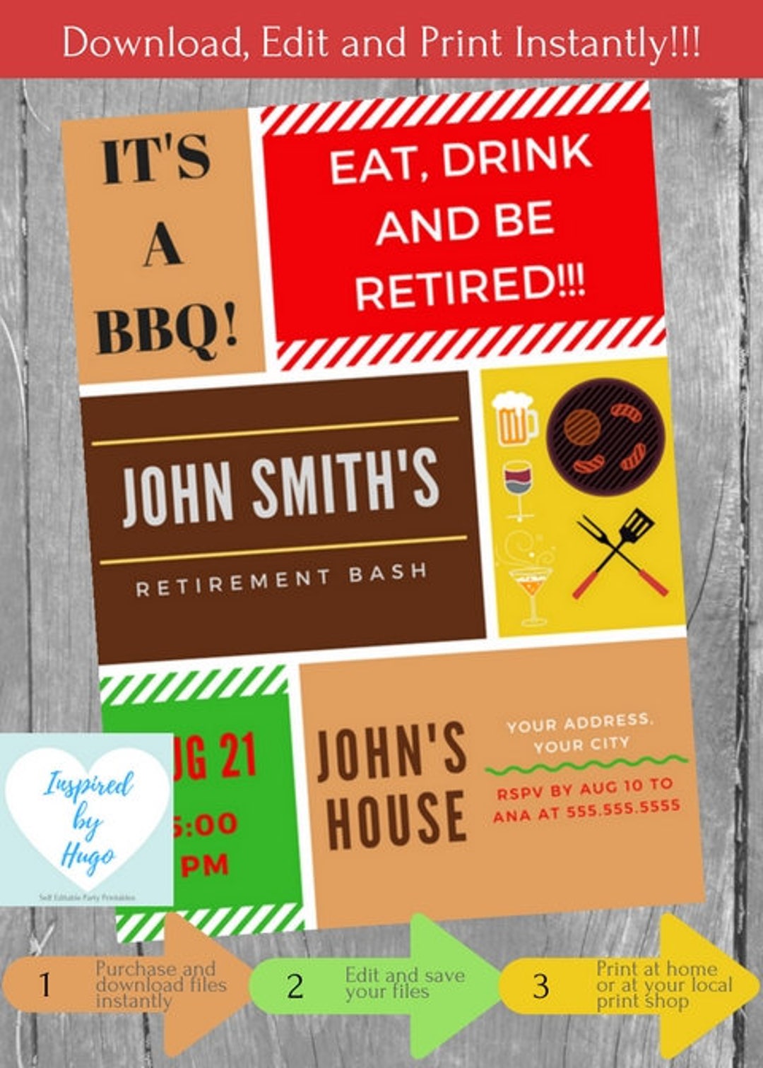 Retirement BBQ Invitation, Retirement Party Invitation, Farewell ...