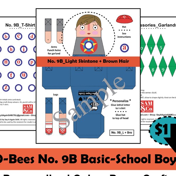 PERSONALIZED Cubee Paper Craft_no. 9A Q-bee Basic School Girl_medium ...
