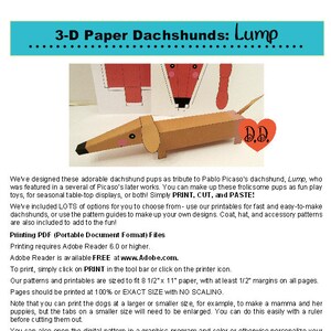 Paper Dachshund _ DOG Paper Craft - Patterns + Printables _ Super CUTE ...
