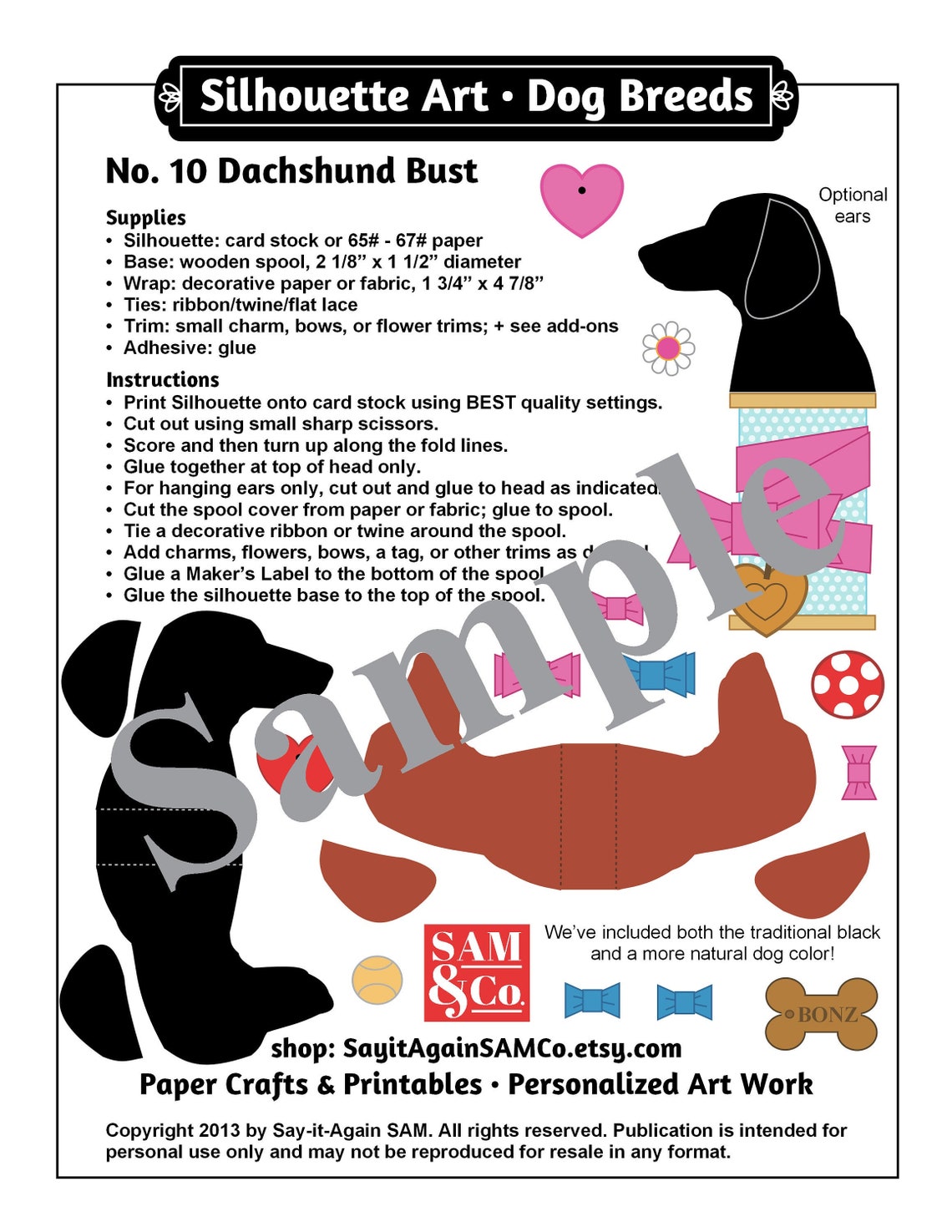 Dog Silhouette _dachshund_paper Crafts & Printables_personalized_dog ...