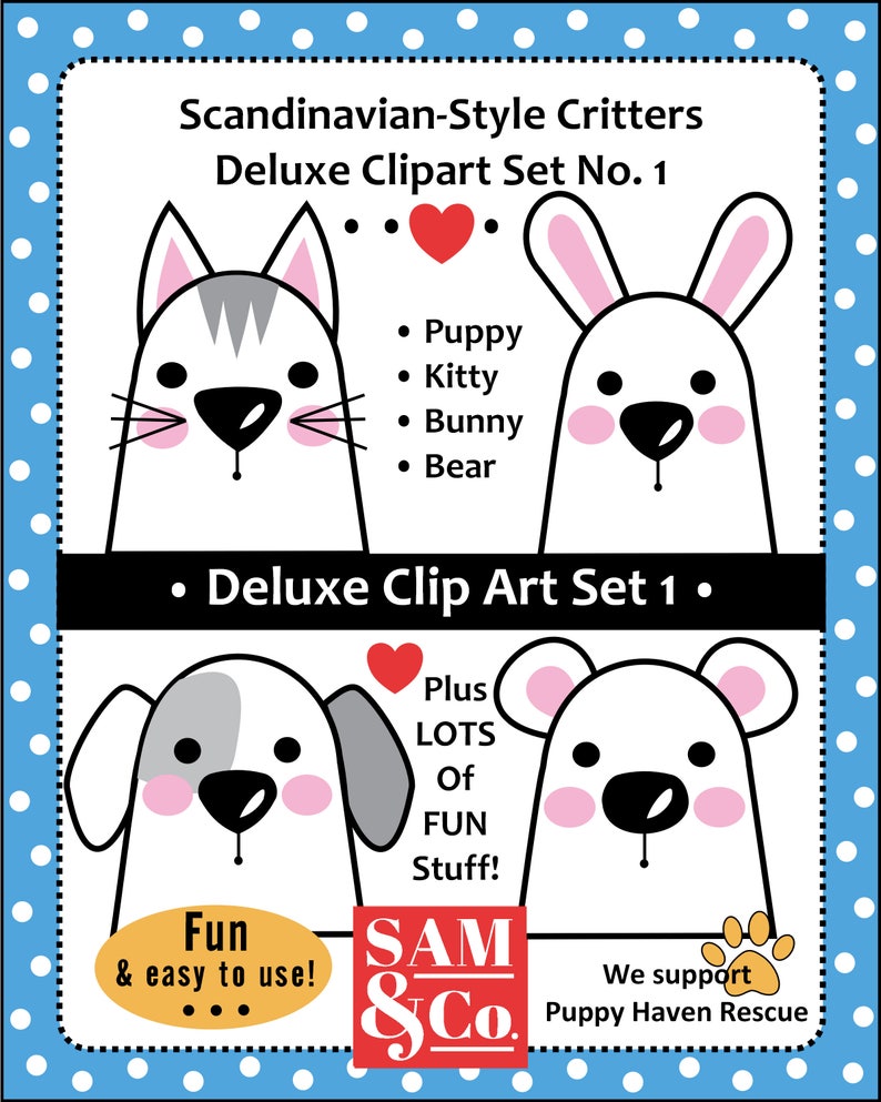 Scandinavian Art Style _ CRITTER Clip Art _ Deluxe Clipart Set 1: Dog ...
