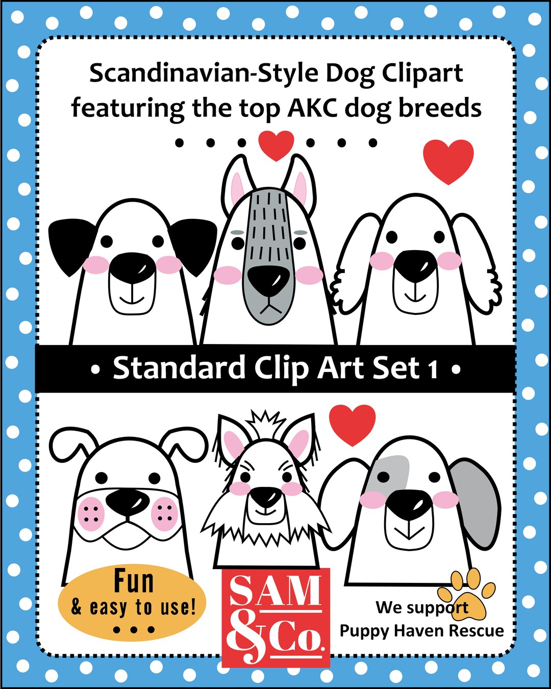 Scandinavian Art Style _ DOG Clipart Clip Art Set 1: 6 Breeds ...