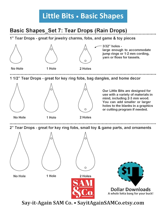SVG Cut Outs & Graphics_Basic Shapes 7. Tear Drops_PNG SVG | Etsy