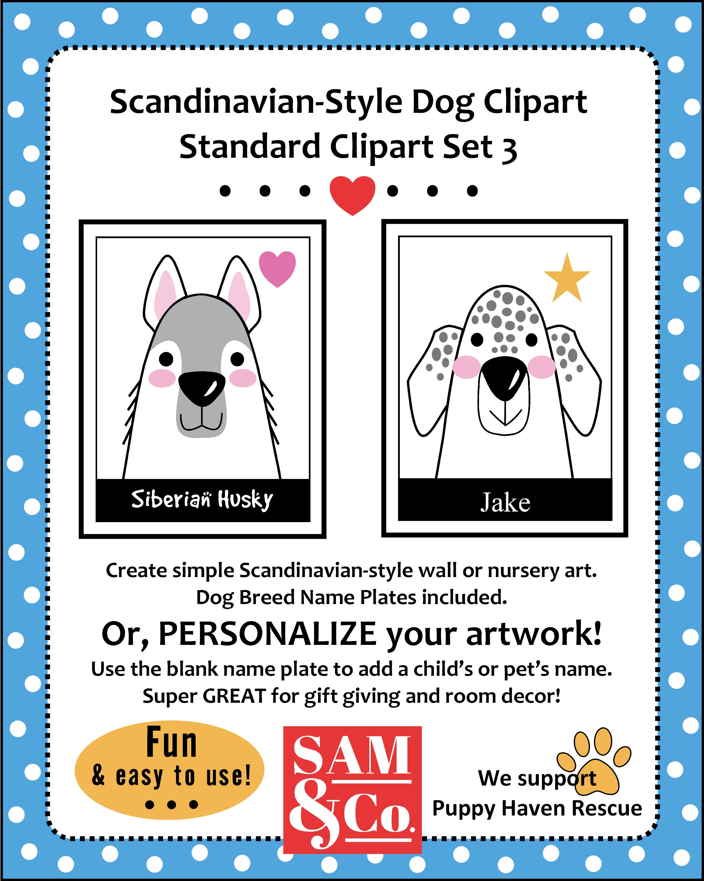 Scandinavian Art Style _ DOG Clipart Clip Art Set 3: 6 Breeds ...