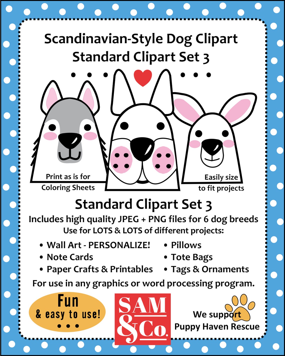 Scandinavian Art Style _ DOG Clipart Clip Art Set 3: 6 Breeds ...