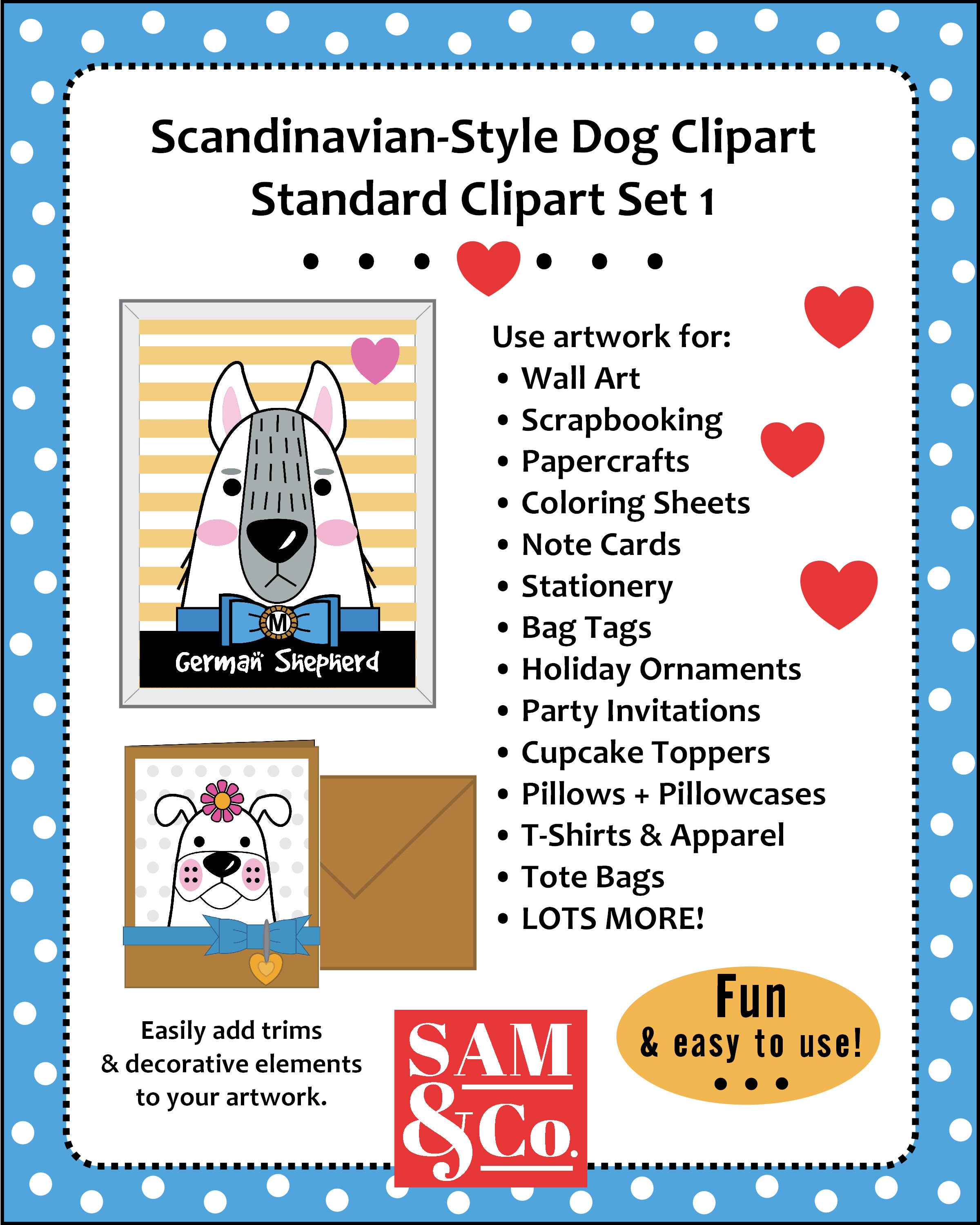 Scandinavian Art Style _ DOG Clipart Clip Art Set 1: 6 Breeds ...