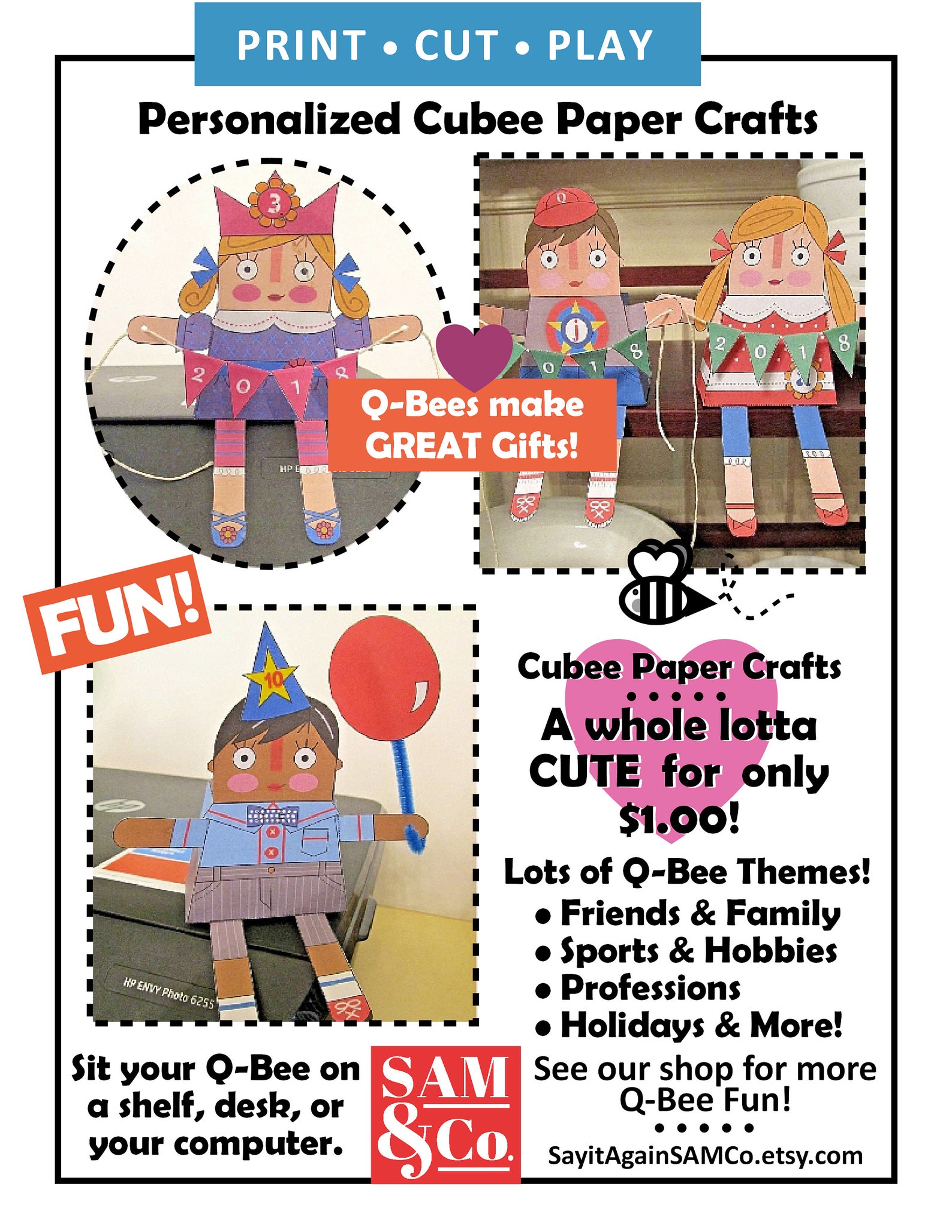 PERSONALIZED Cubee Paper Craft_no. 9A Q-bee Basic - School Girl_medium ...