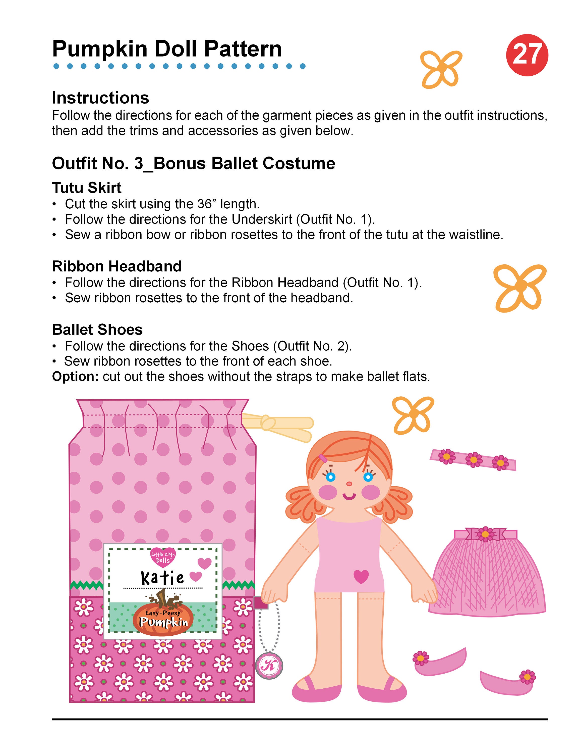 Cloth Doll Pattern Book_10" PUMPKIN Doll & Doll Clothes + Travel Bag ...