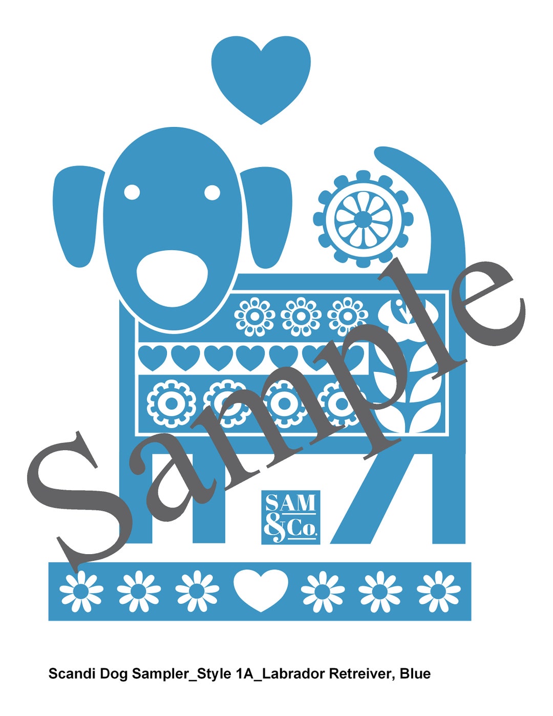 Dog Art Work_Skandinavischer Style Dog Sampler 1.1_LABRADOR_BLUE_Kann ...