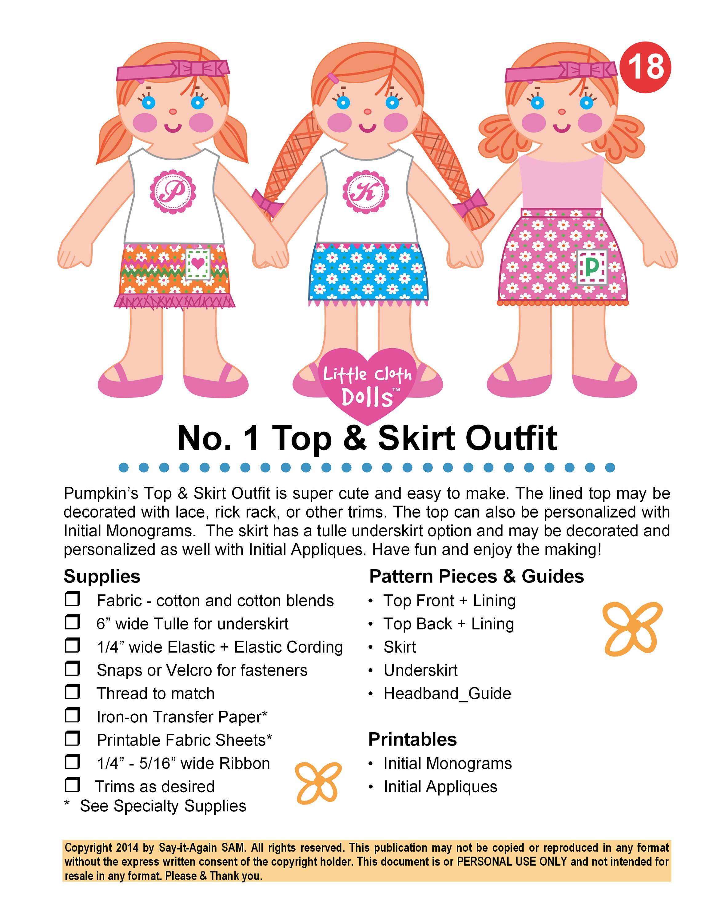 Cloth Doll Pattern Book_10" PUMPKIN Doll & Doll Clothes + Travel Bag ...