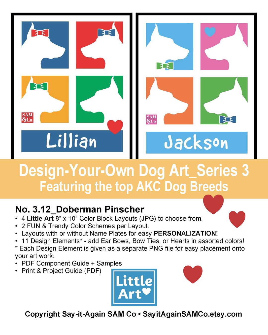 Design Your Own Dog Art * PERSONALIZED Dog Clip Art * No. 3.12 Doberman ...