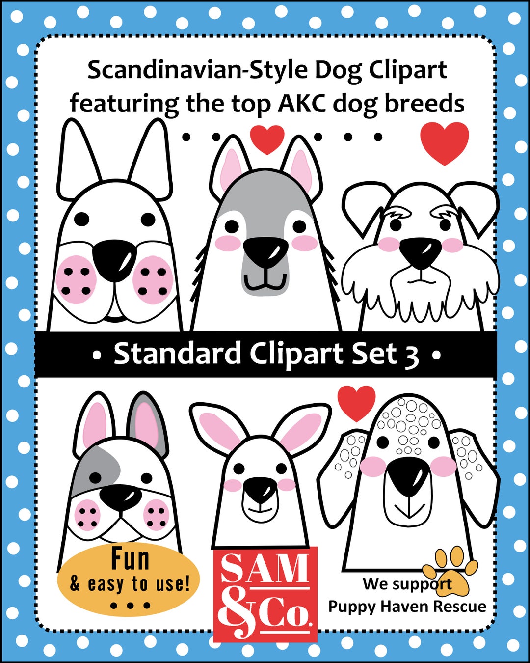 Scandinavian Art Style _ DOG Clipart - Clip Art Set 3: 6 Breeds ...