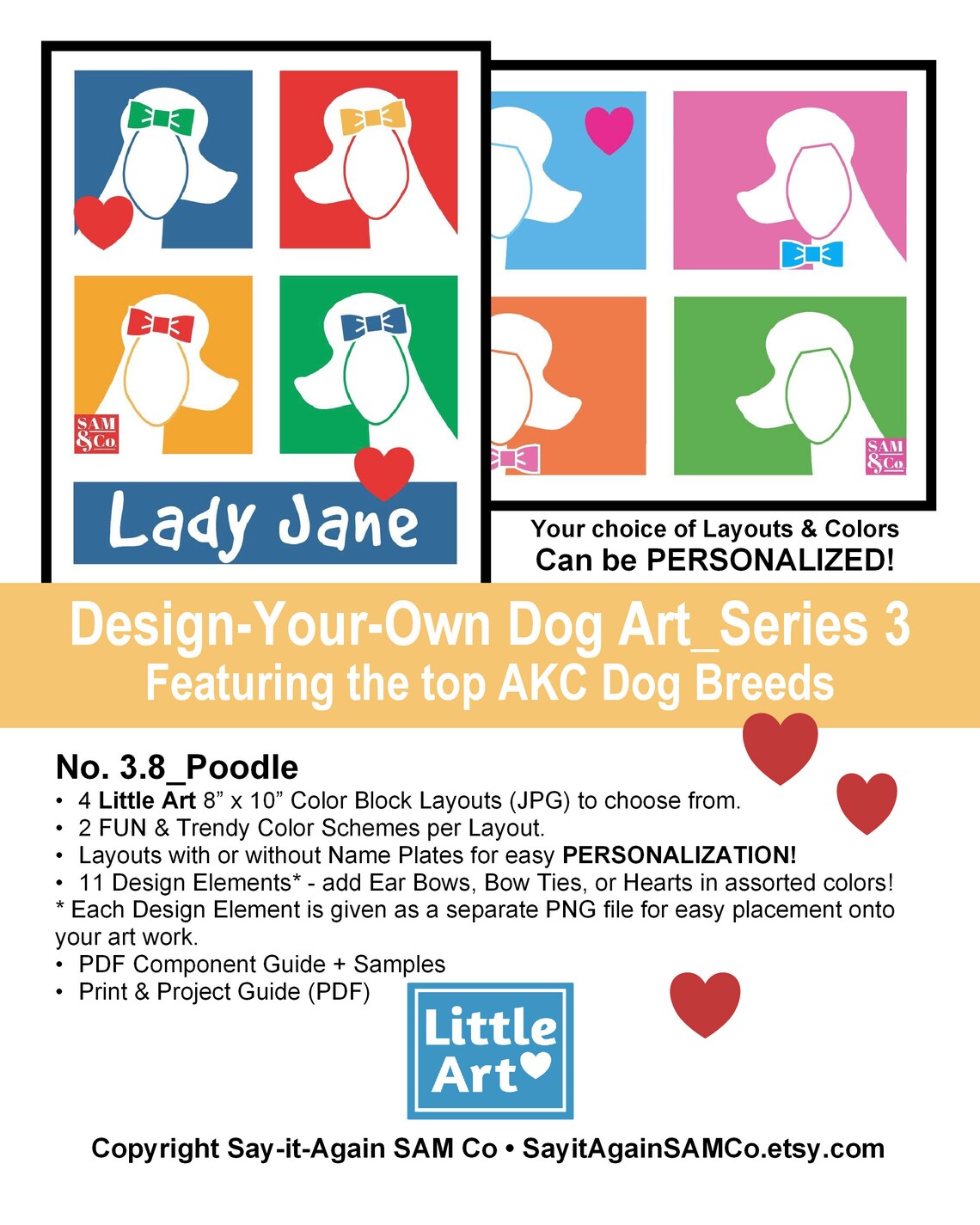 Design Your Own Dog Art * PERSONALIZED Dog Clip Art * No. 3.8 Poodle ...