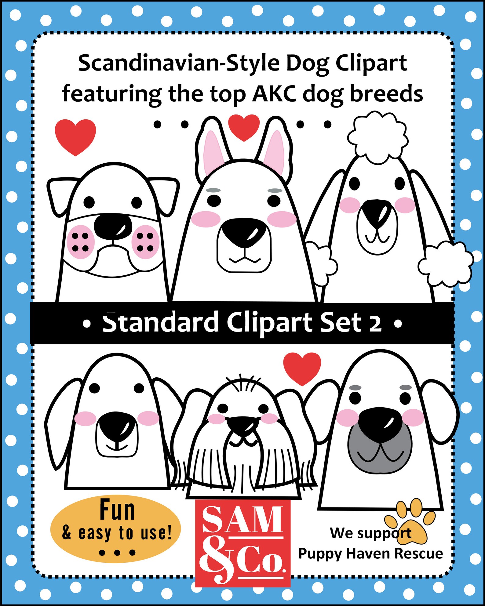 Scandinavian Art Style _ DOG Clipart _ Clip Art Set 2: 6 - Etsy