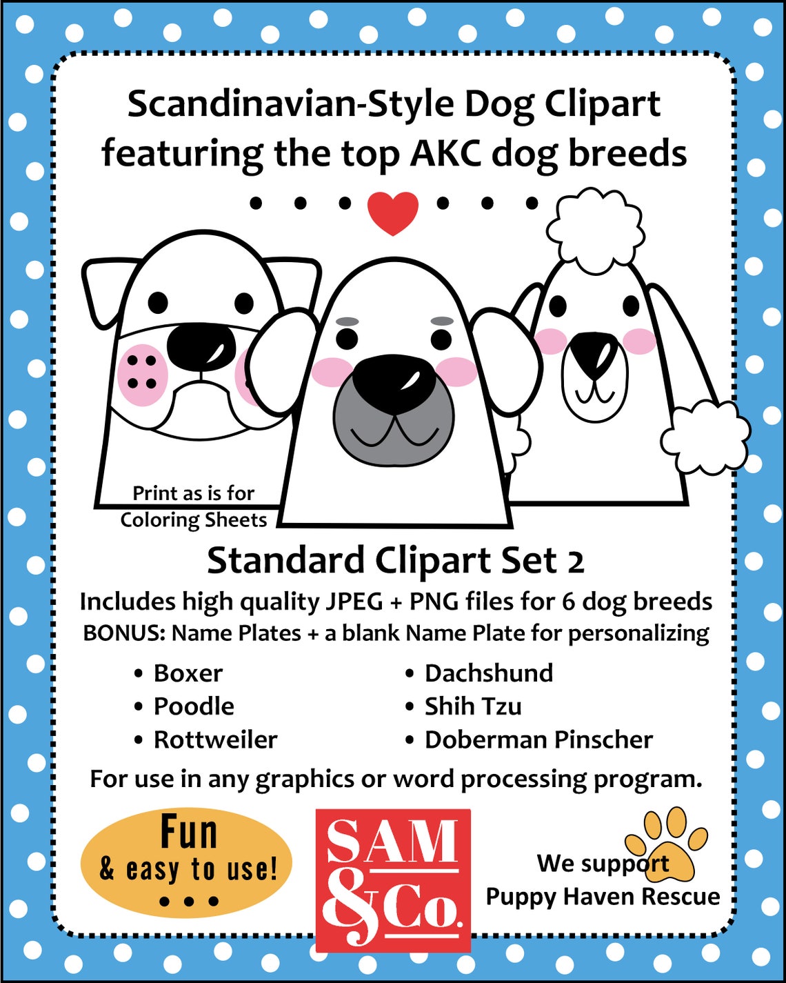 Scandinavian Art Style _ DOG Clipart _ Clip Art Set 2: 6 - Etsy