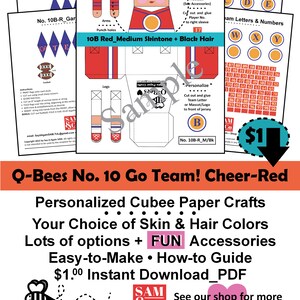PERSONALIZED Cubee Paper Craft_no. 10B Q-bee Go Team! Football_light ...