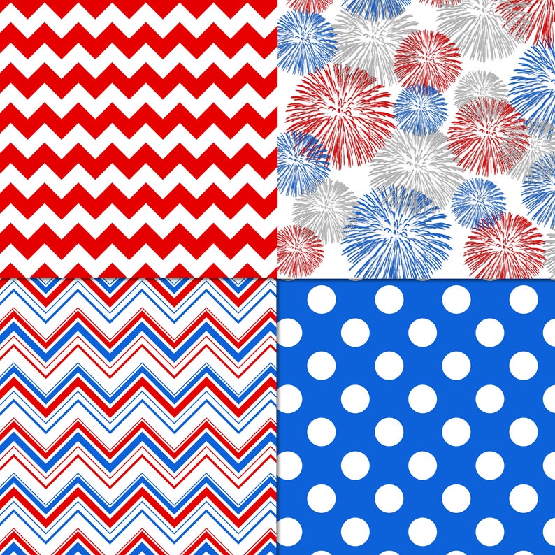 4th of July Digital Scrapbook Paper Commercial Use Digital - Etsy