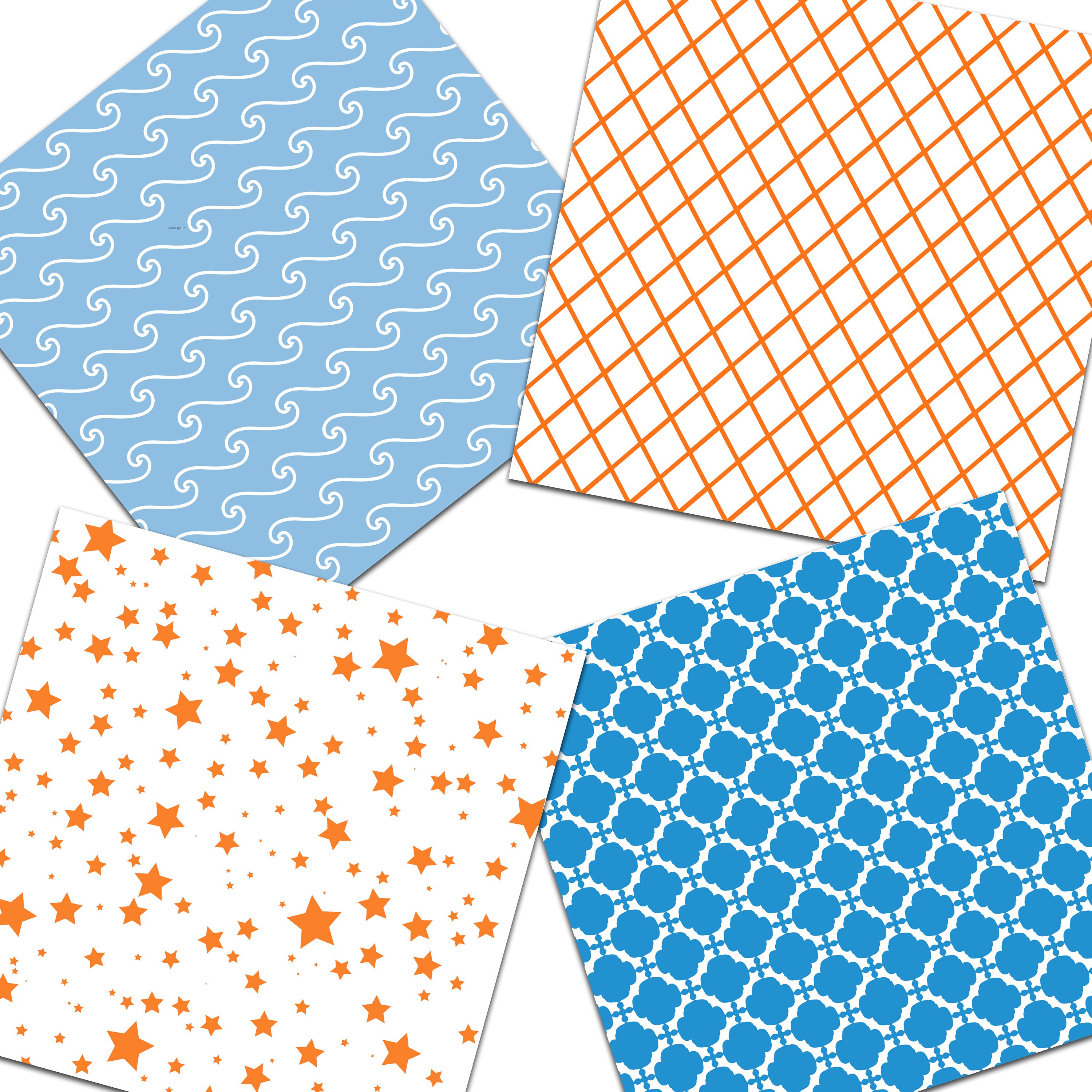 Blue and Orange Digital Paper Pack ~ Commercial Use ~ 300 Dpi ~ 12 in ...