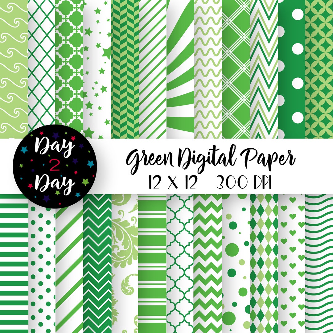 Green Digital Paper Pack ~ Commercial Use ~ 300 Dpi ~ 12 in by 12 in ...