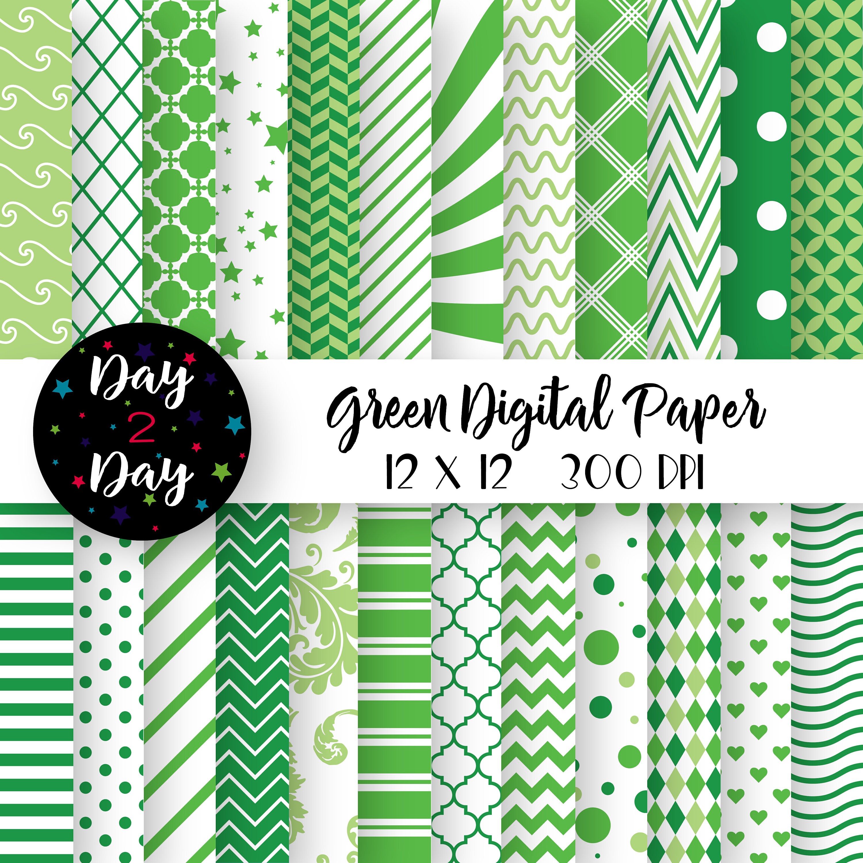 Green Digital Paper Pack ~ Commercial Use ~ 300 Dpi ~ 12 in by 12 in ...