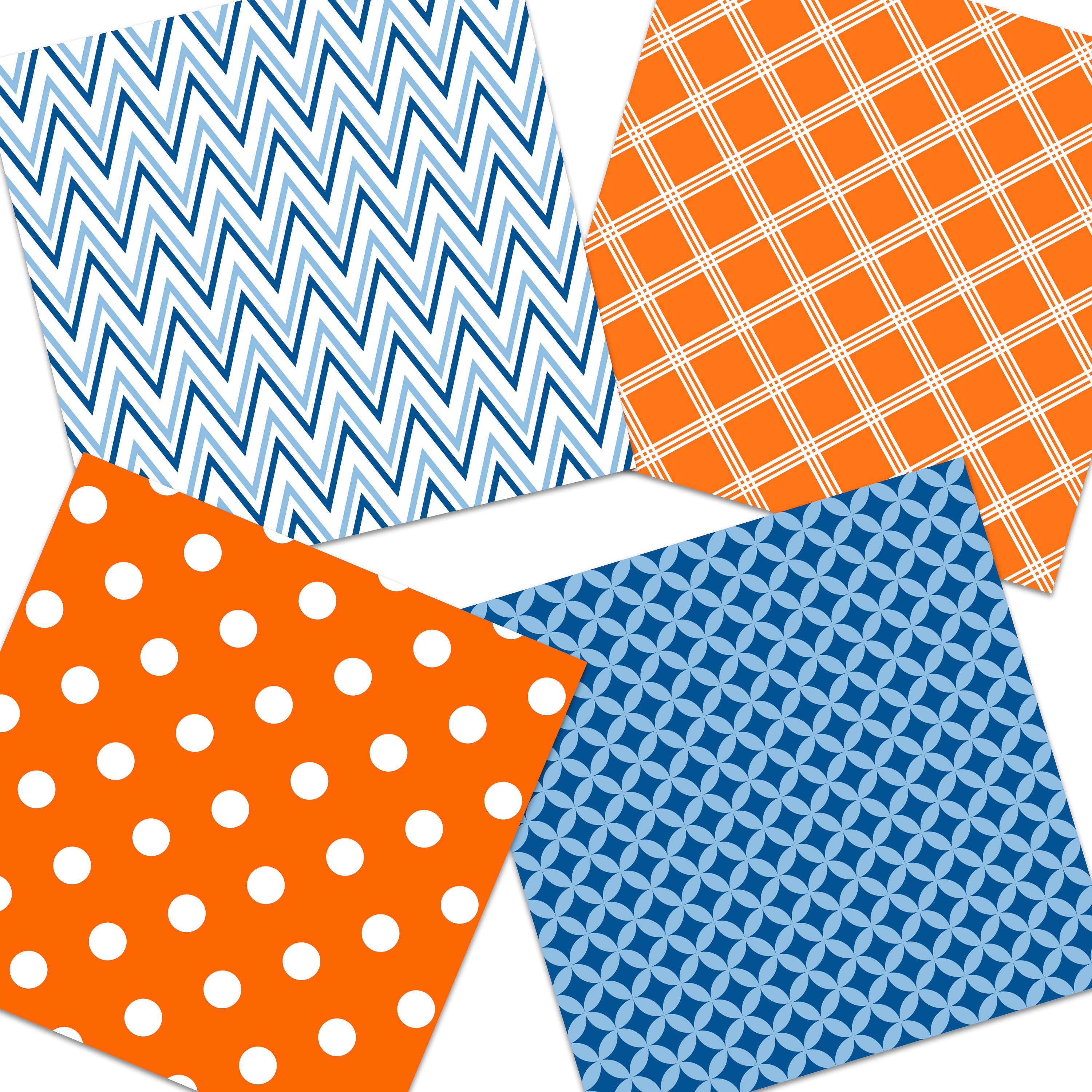 Blue and Orange Digital Paper Pack Commercial Use 300 Dpi 12 in by 12 ...