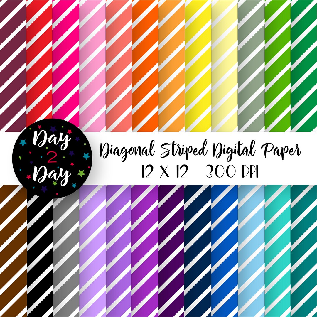 White Diagonal Striped Digital Paper Pack ~ Commercial Use ~ 300 Dpi ...
