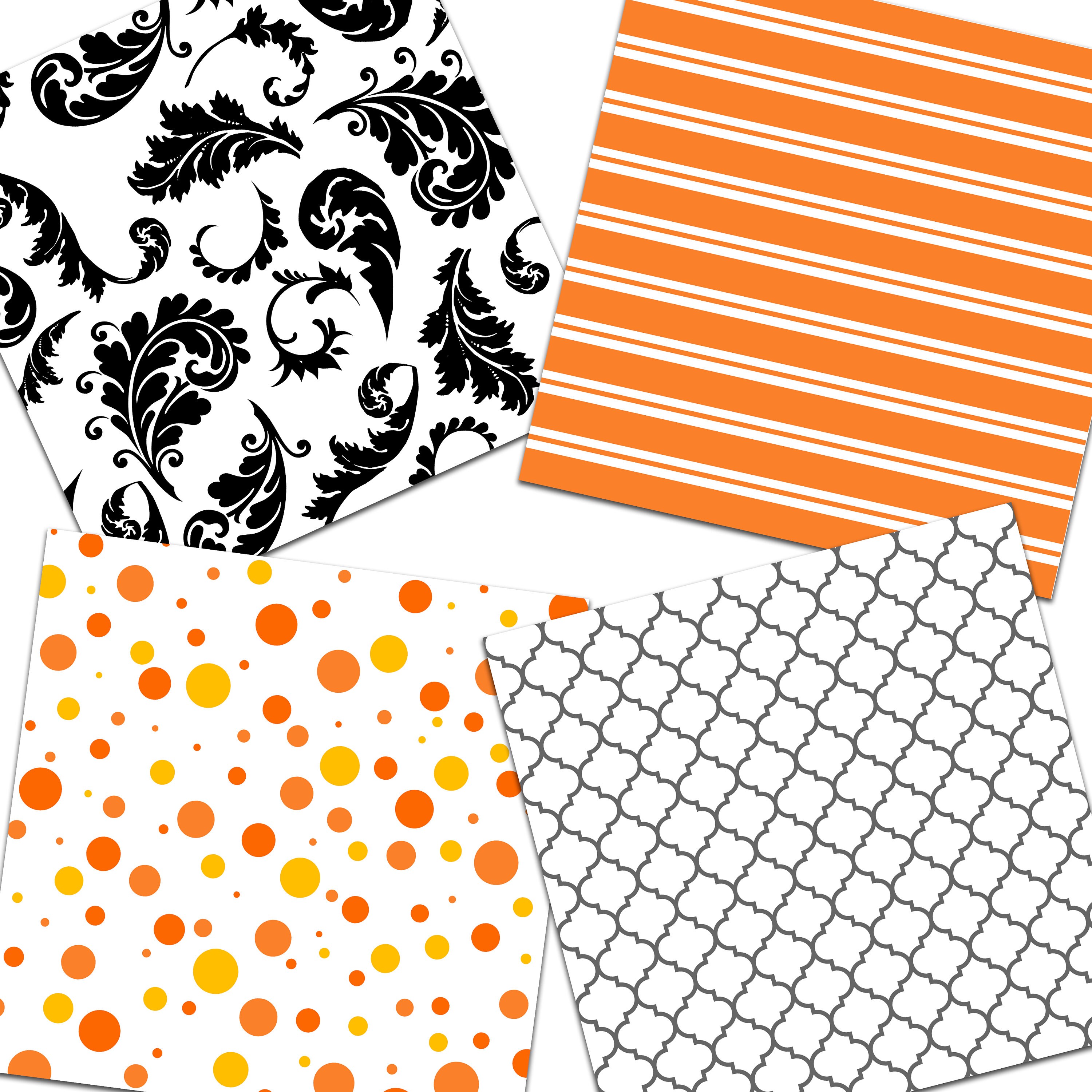 Orange and Black Seamless Digital Paper Pack Uso comercial 300 ppp 12 ...