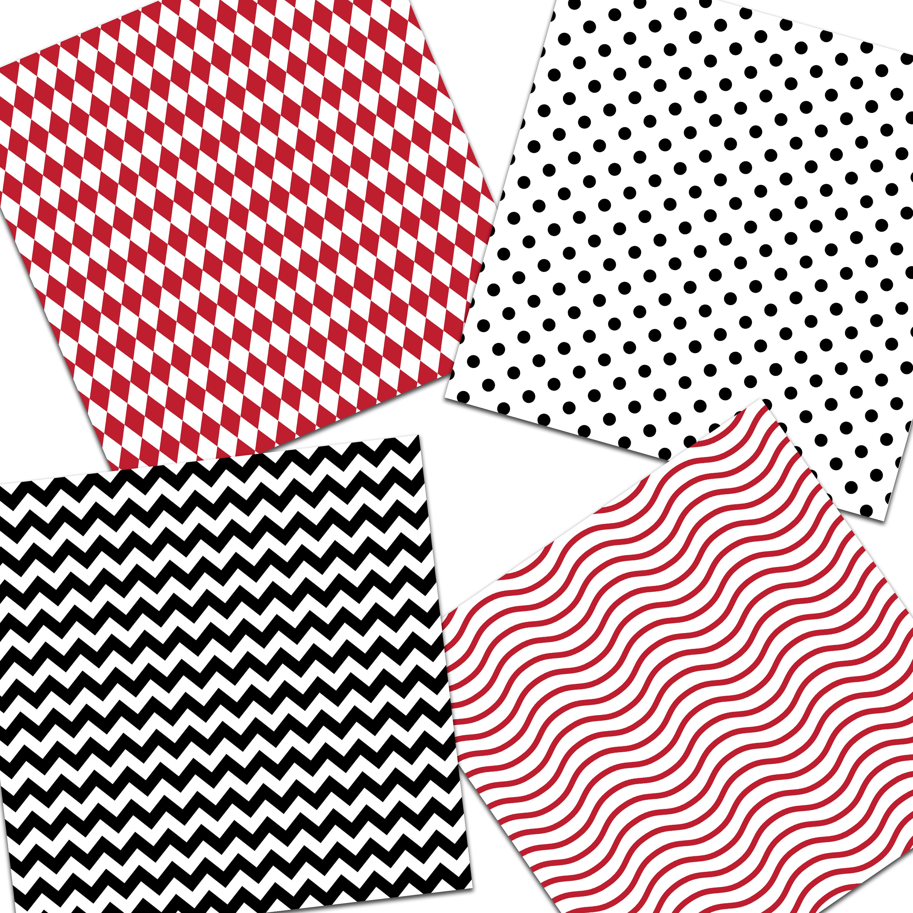 Red and Black Scrapbook Paper Pack, Geometric Patterns (digital ...