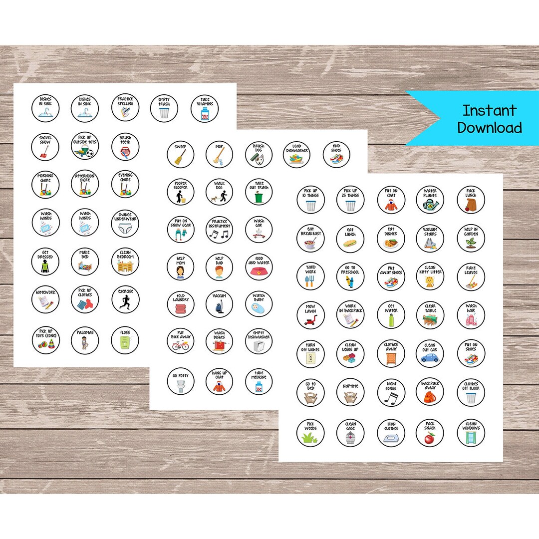 DIGITAL DIY Chore Chart Printables ~ to Do List ~ Kid Responsibilities ...