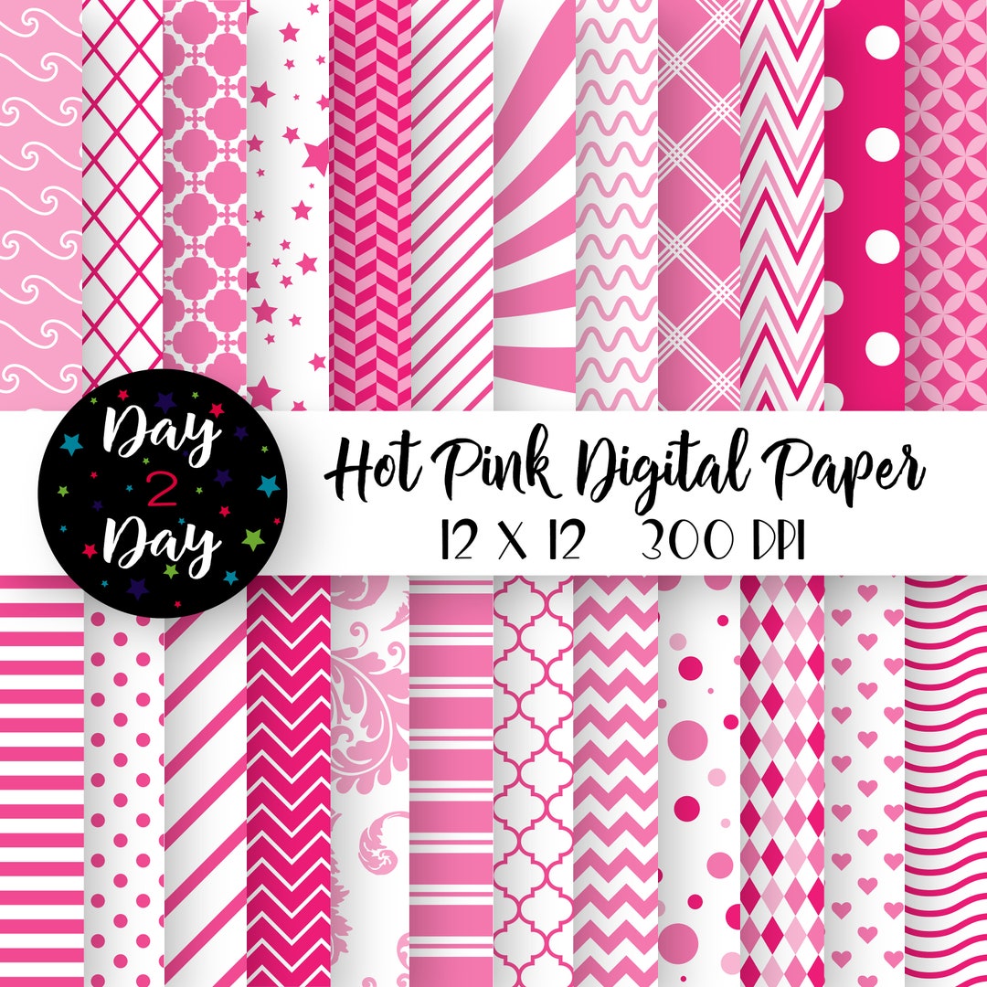 Hot Pink Digital Paper Pack ~ Commercial Use ~ 300 Dpi ~ 12 in by 12 in ...