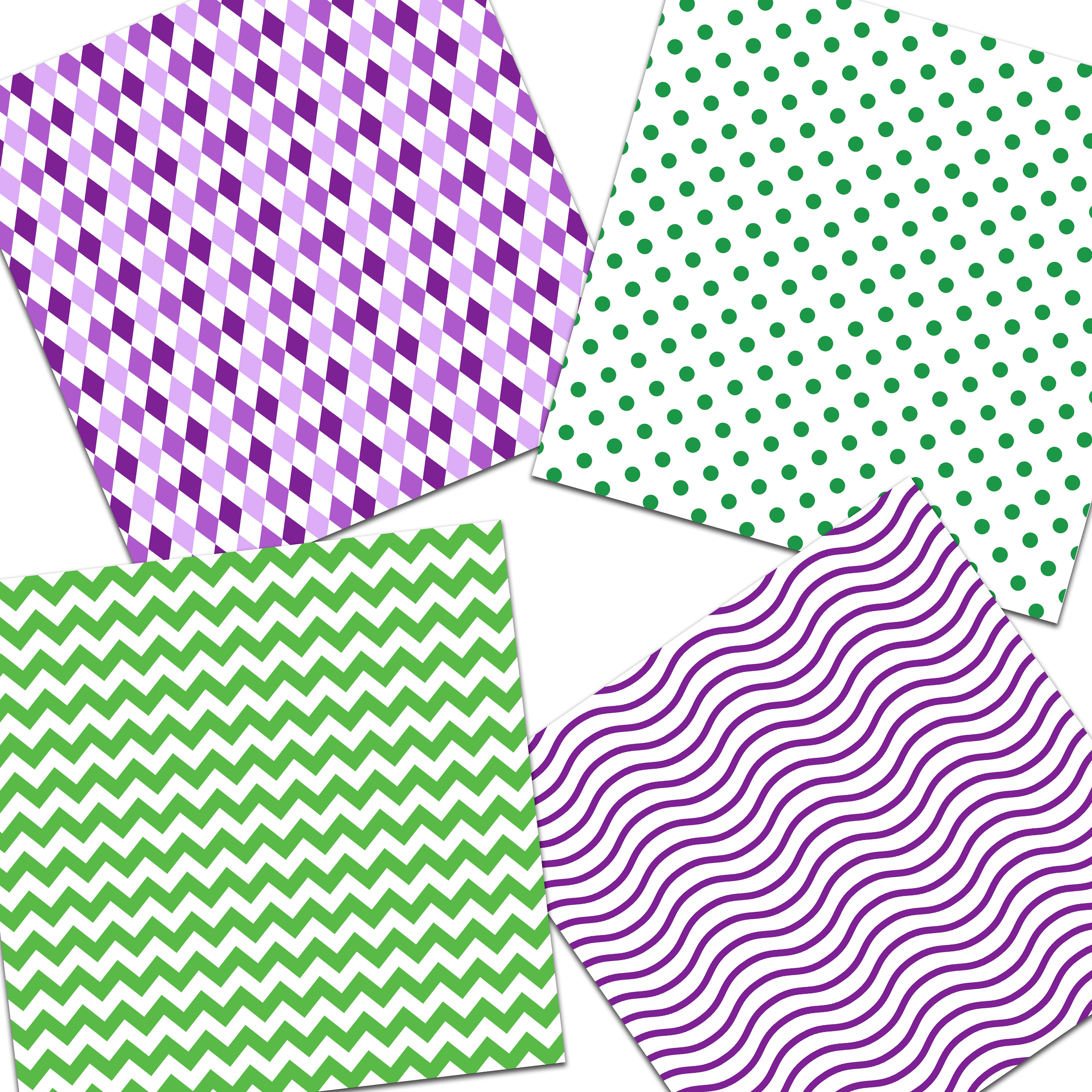 Purple and Green Digital Paper Pack ~ Commercial Use ~ 300 Dpi ~ 12 in ...