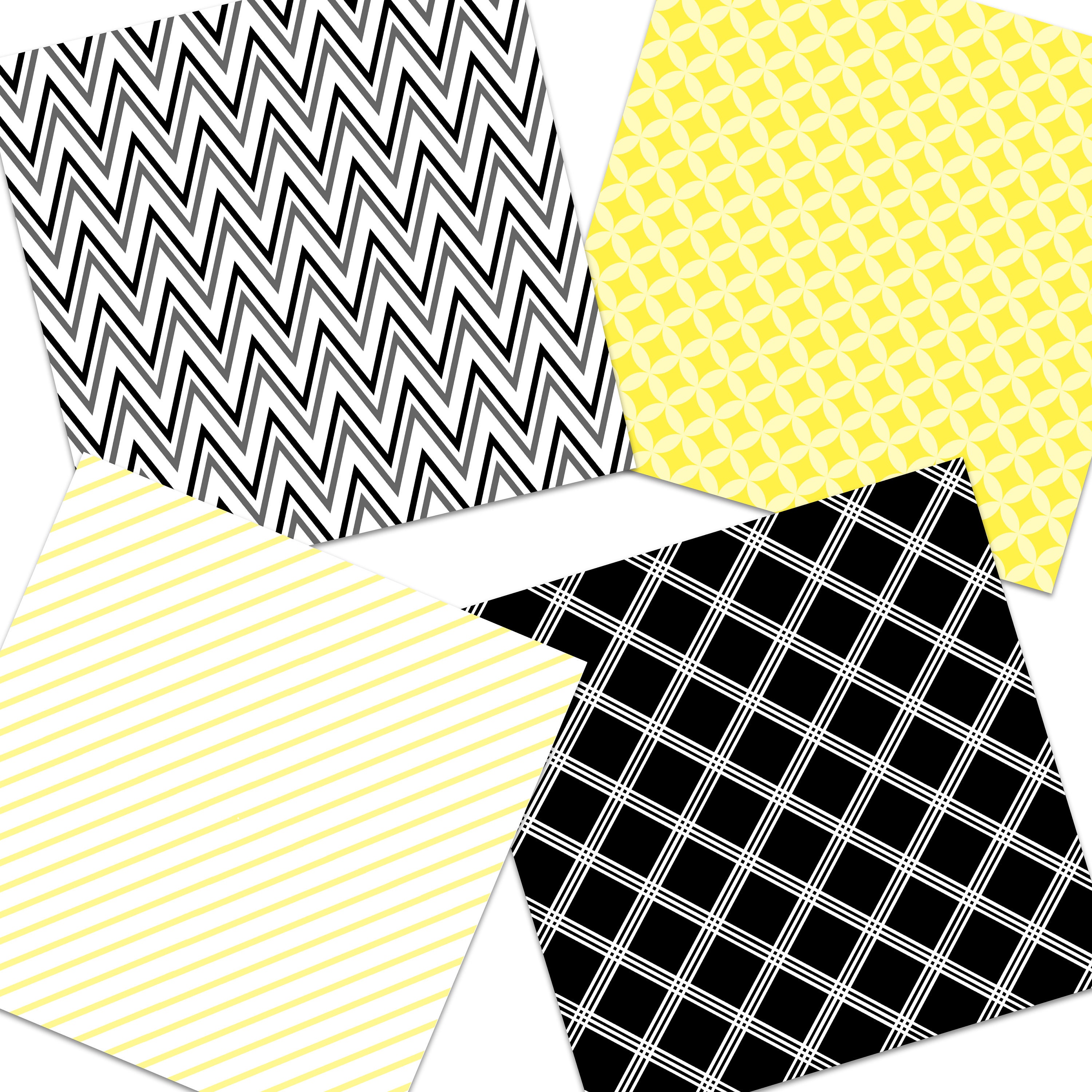 Yellow and Black Seamless Digital Paper Pack ~ Commercial Use ~ 300 Dpi ...
