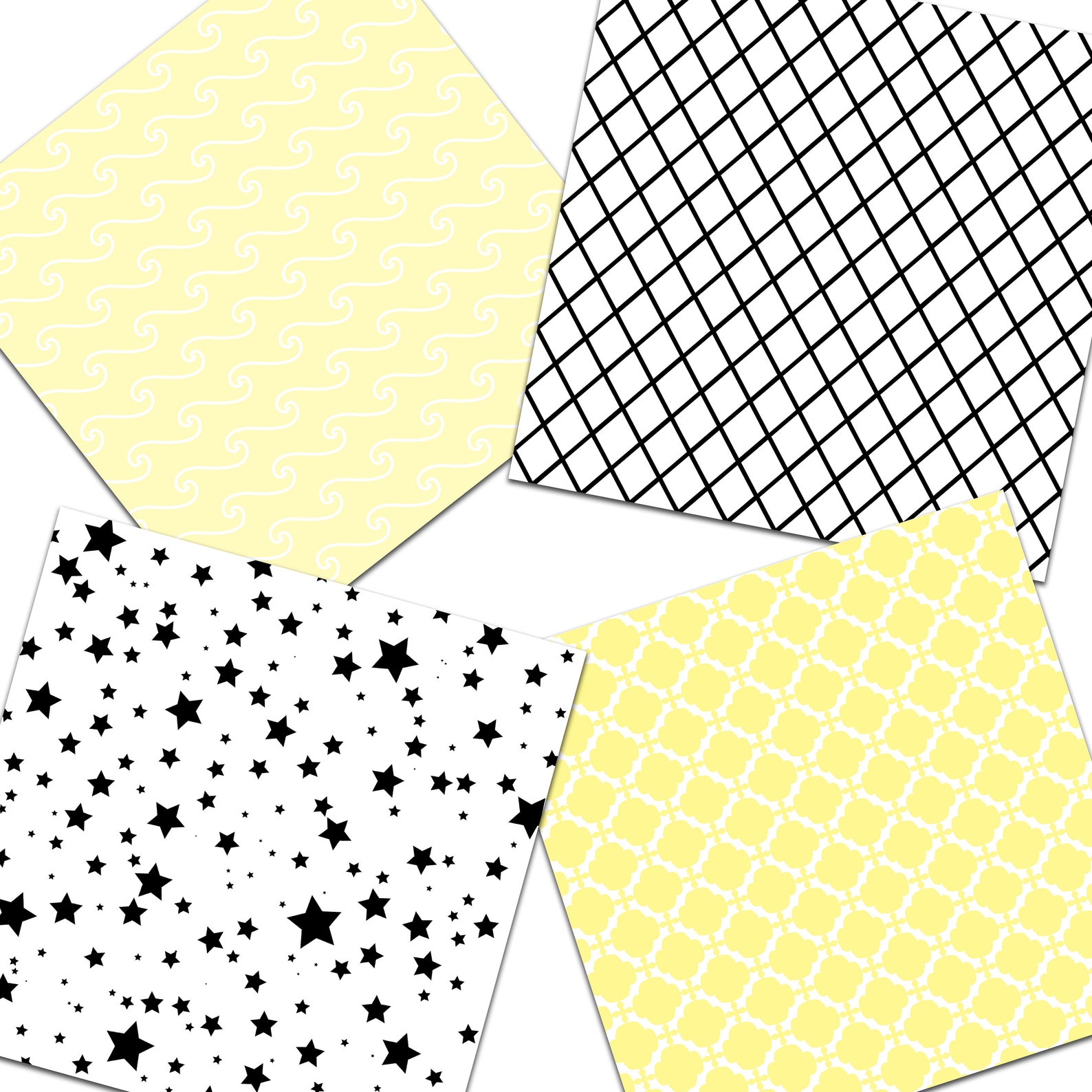 Yellow and Black Seamless Digital Paper Pack ~ Commercial Use ~ 300 Dpi ...