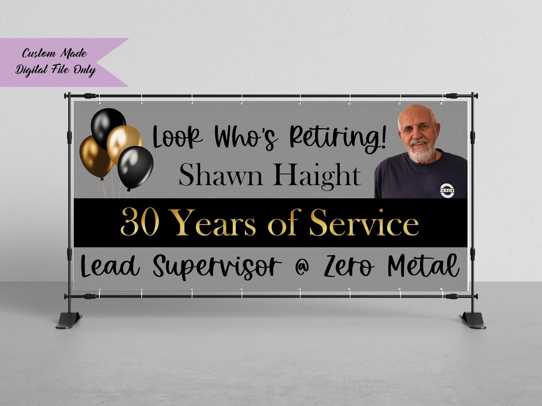 Personalized Retirement Party Banner: Photo, Years of Service (digital ...