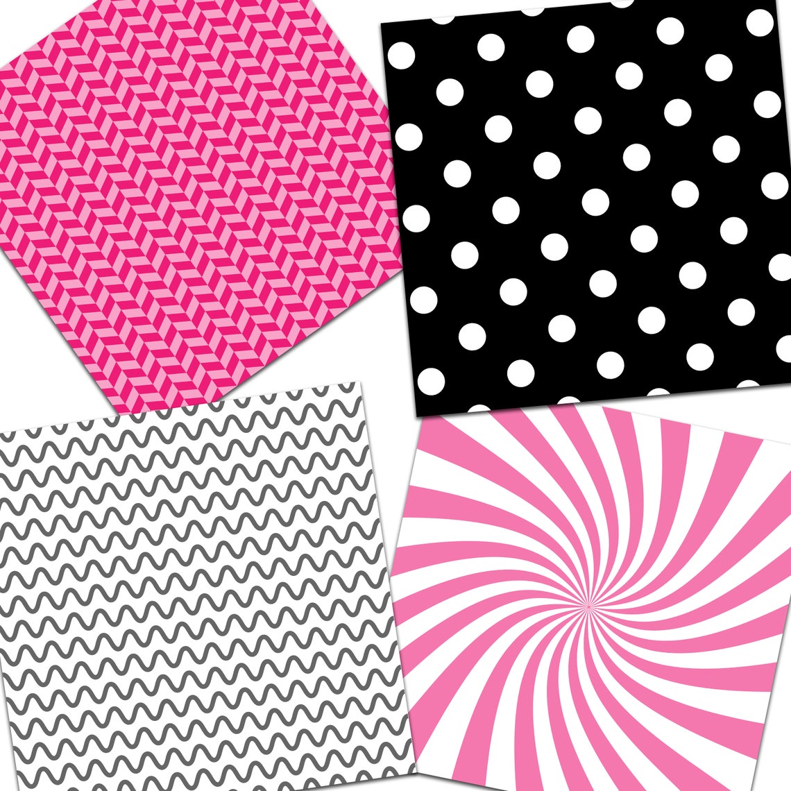 Hot Pink and Black Digital Paper Pack Commercial Use 300 - Etsy