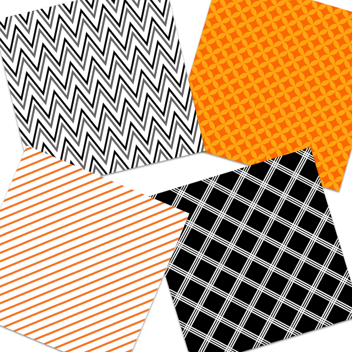 Orange and Black Seamless Digital Paper Pack Uso comercial 300 ppp 12 ...