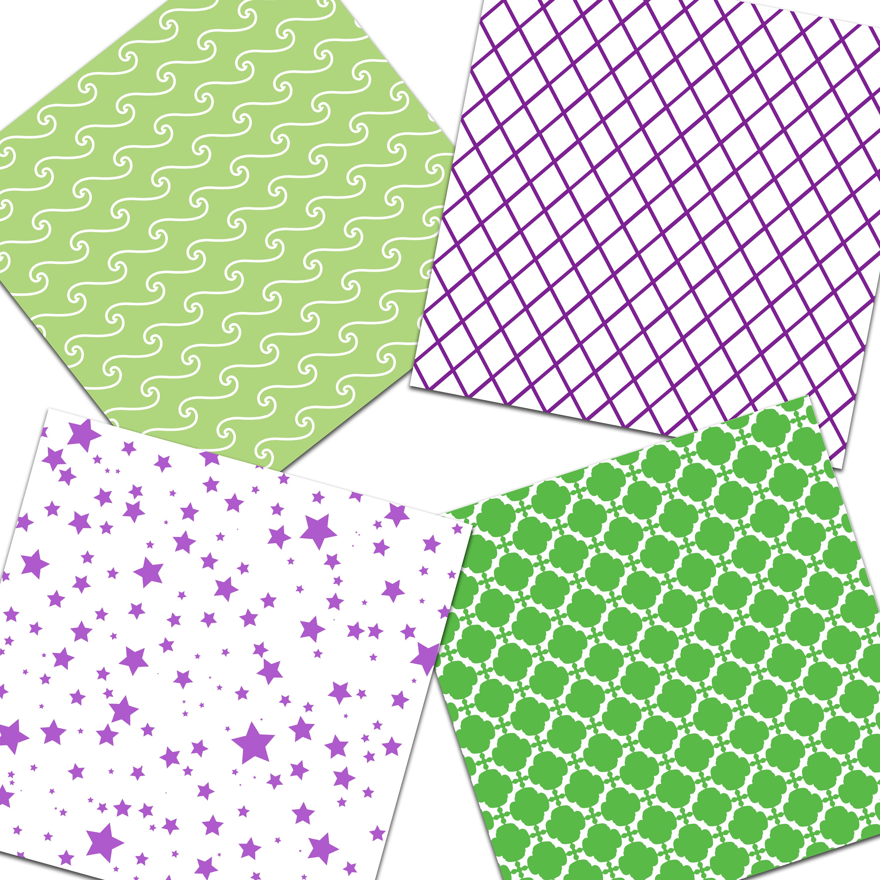 Purple and Green Digital Paper Pack Commercial Use 300 Dpi - Etsy