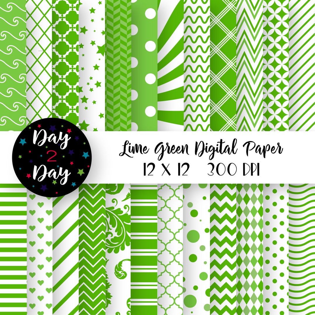 Lime Green Digital Paper Pack ~ Commercial Use ~ 300 Dpi ~ 12 in by 12 ...